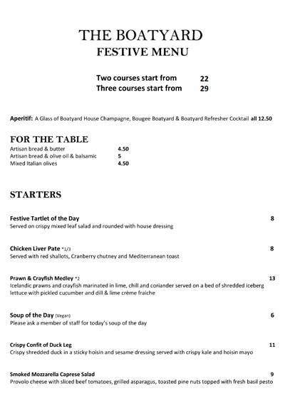 Boatyard Menu | The Boatyard